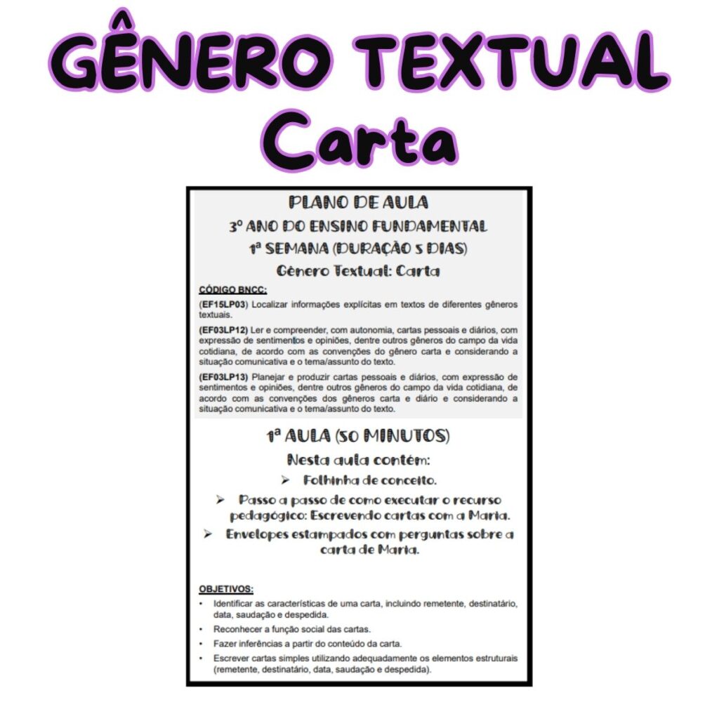 3º ano Fundamental – GÊNERO TEXTUAL – CARTA – Alfabetizando1A1