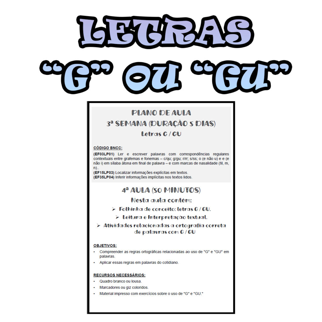 3º ano Fundamental – Letra “C” ou “QU” – regras ortográficas relacionadas ao uso de ” G e GU” em ...