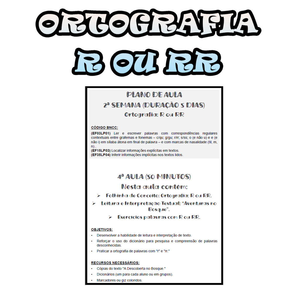 3º ano Fundamental – Ortografia – R ou RR – Alfabetizando1A1